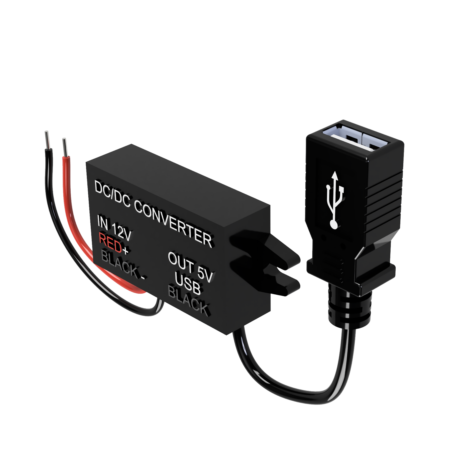 12VDC to 5VDC power adapter with USB A connector